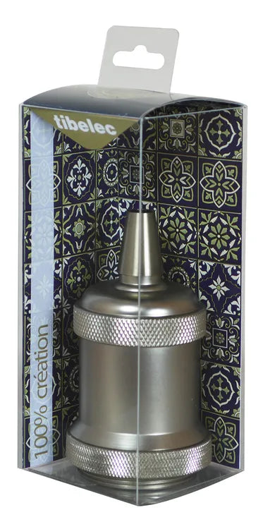 Douille e27 filetage aluminium argent TIBELEC – MOSAIK